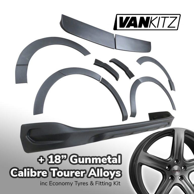 Raptor coated Vivaro (SWB) body kit + 18 inch Calibre Tourer Gunmetal ...